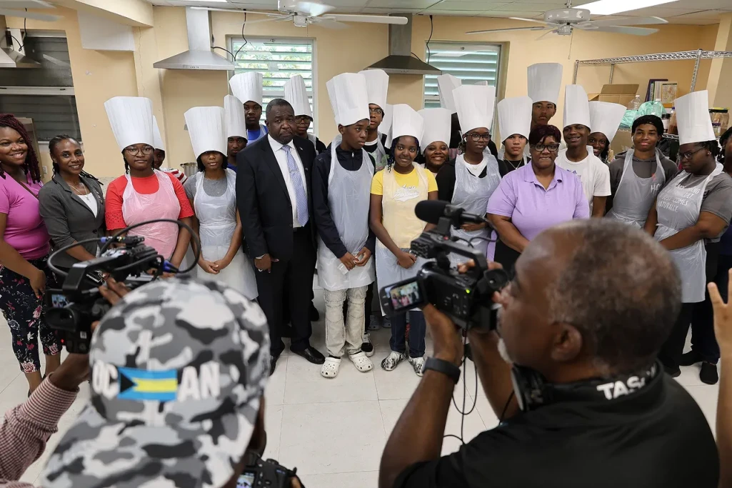 Youth Campers Show Skills to Minister Bowleg at R.M. Bailey
