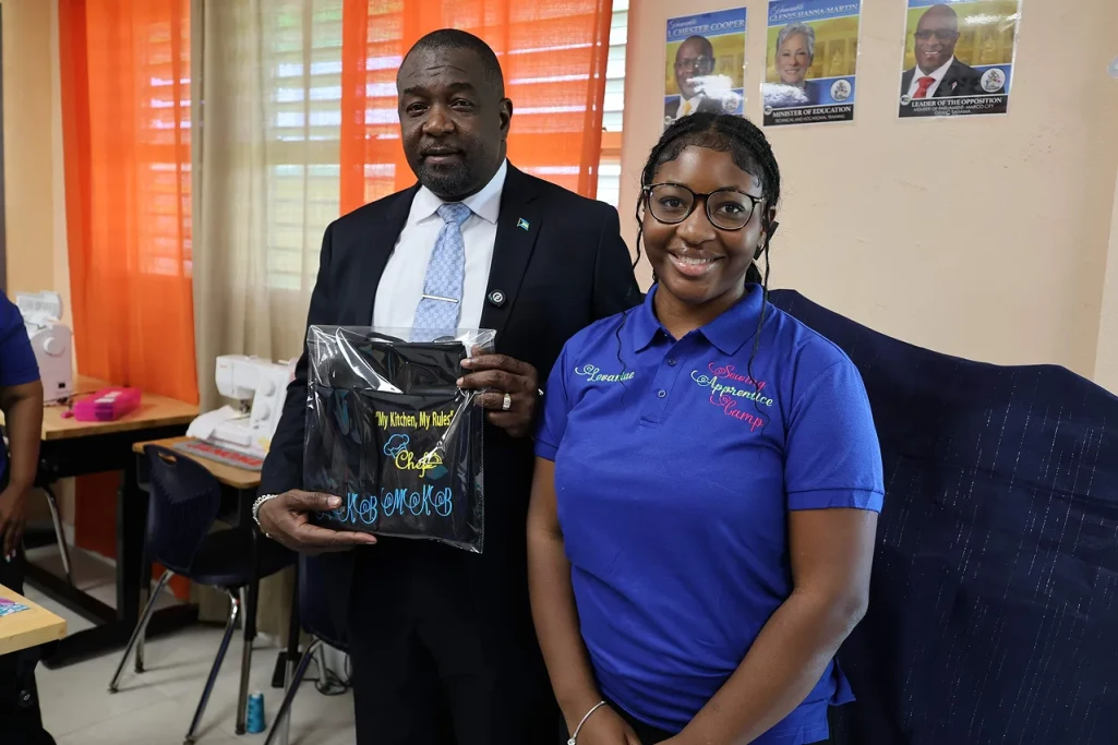 Youth Campers Show Skills to Minister Bowleg at R.M. Bailey