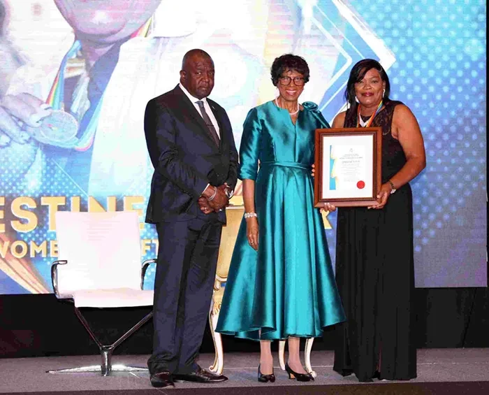Dame Cynthia Pratt presented the honours at the National Spo
