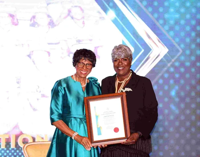 Dame Cynthia Pratt presented the honours at the National Spo