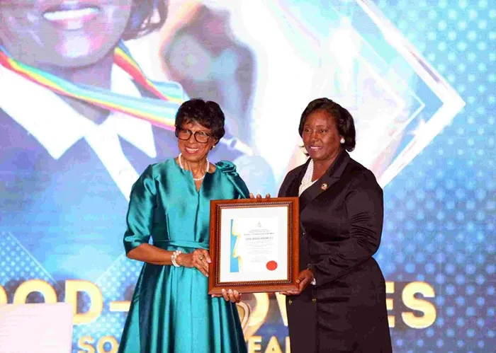 Dame Cynthia Pratt presented the honours at the National Spo