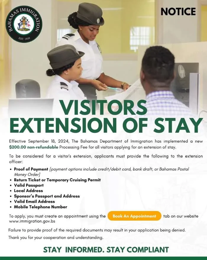 Department of Immigration NOTICE - Visitors Extension of Stay