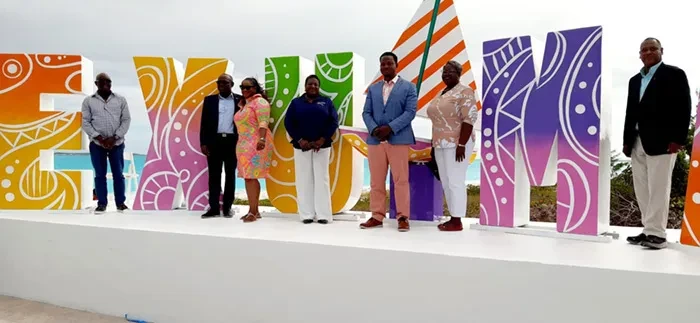 Tourism unveils Exuma Icon Sign against turquoise waters