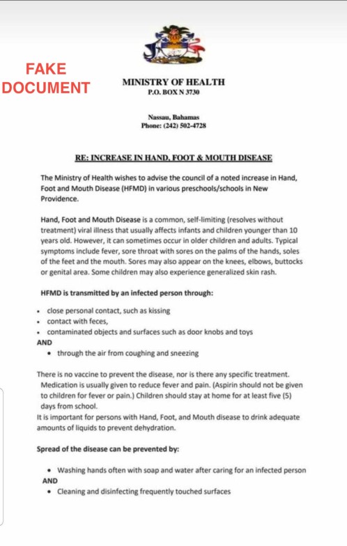 Fake Document (Increase in Hand, Foot & Mouth Disease)