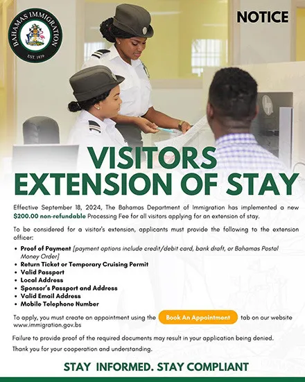 Department of Immigration NOTICE Visitors Extension of Stay